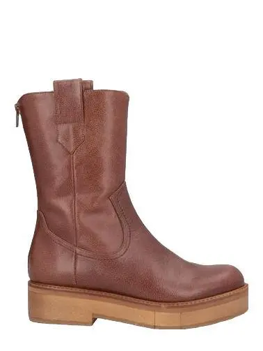 PALOMA BARCELO Leather Platform Ankle Boots - Brown