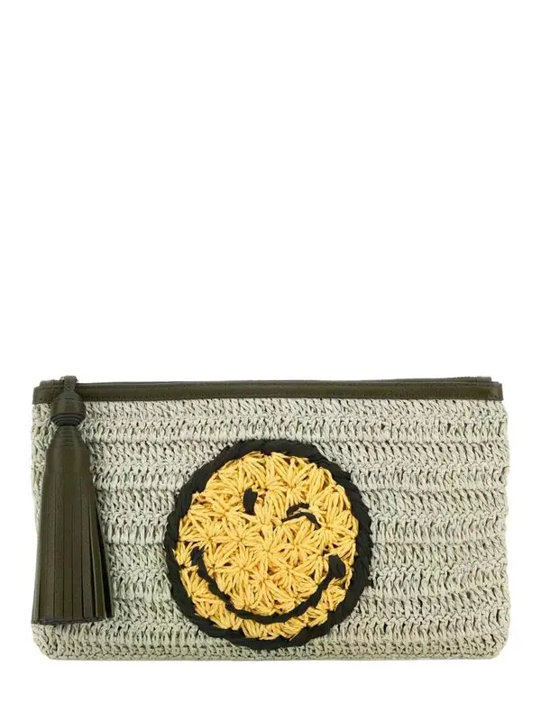ANYA HINDMARCH Crochet Smiley-logo Clutch - Neutrals