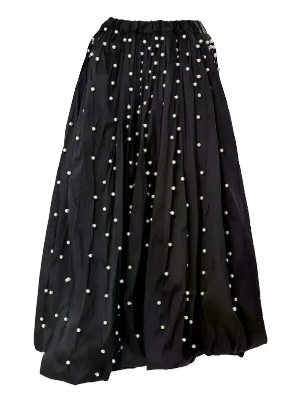 OLYMPIAH Pearl-embellished Maxi Skirt - Black