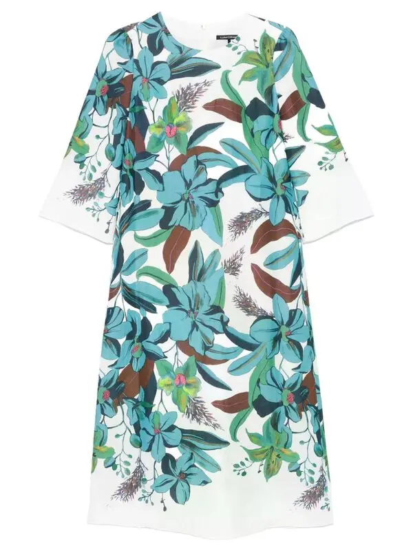 LUISA CERANO Floral Print Dress - White