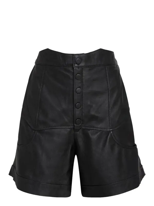 OLYMPIAH High-waist Leather Shorts - Black
