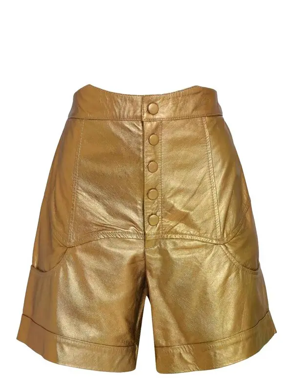 OLYMPIAH Metallic-effect High-waisted Shorts - Gold