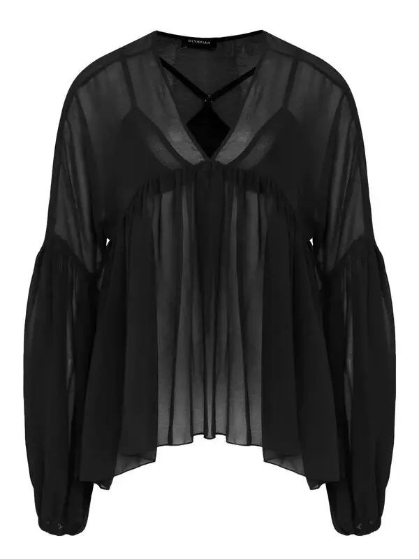 OLYMPIAH Brisa Pleated Blouse - Black