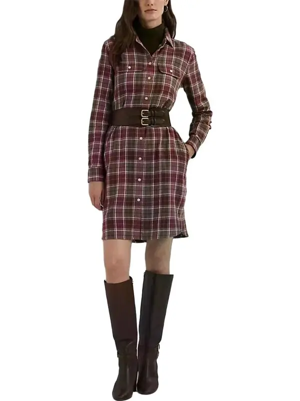 Ralph Lauren Plaid Shirt Dress - Red
