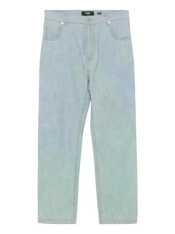 Fendi Cotton-blend Straight-leg Jeans - Blue