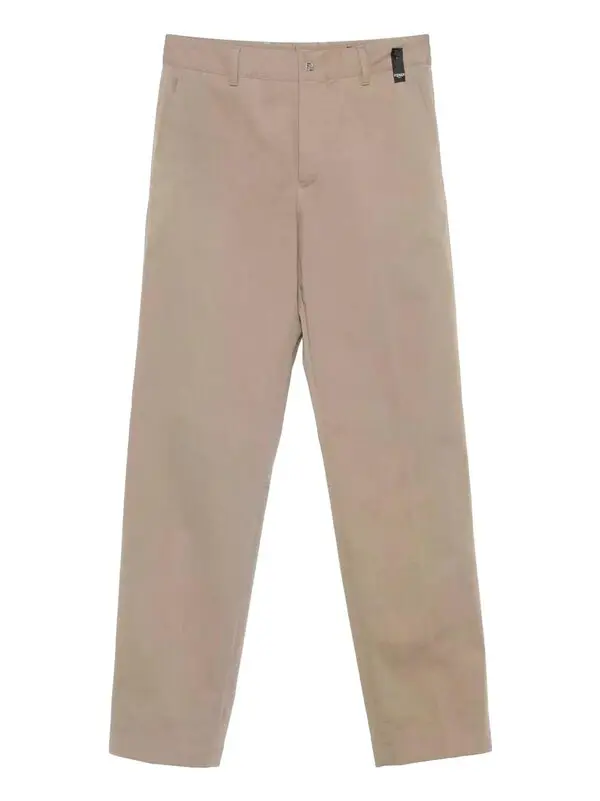 Fendi Ff Logo-plaque Stretch-cotton Pants - Neutrals