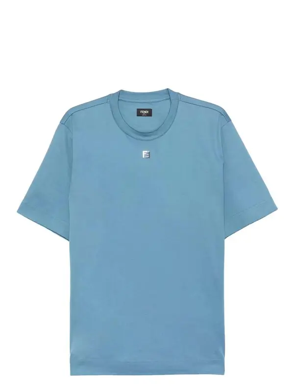 Fendi Ff Logo-plaque Cotton T-shirt - Blue