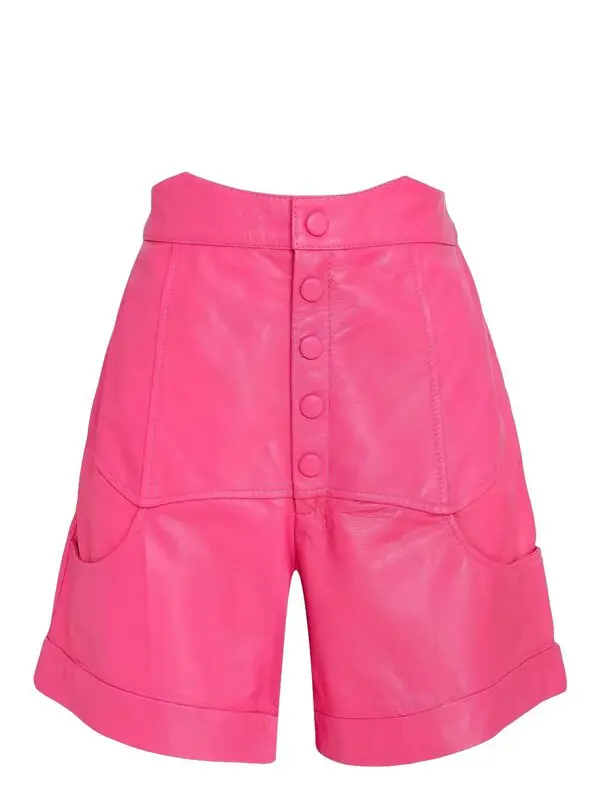 OLYMPIAH High-waisted Leather Shorts - Pink