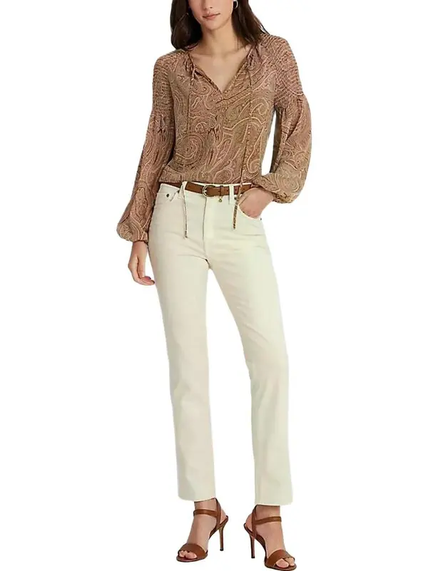 Ralph Lauren Printed Balloon-sleeve Blouse - Brown