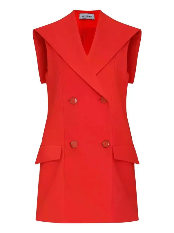 OLYMPIAH Double-breasted Sleeveless Blazer - Red