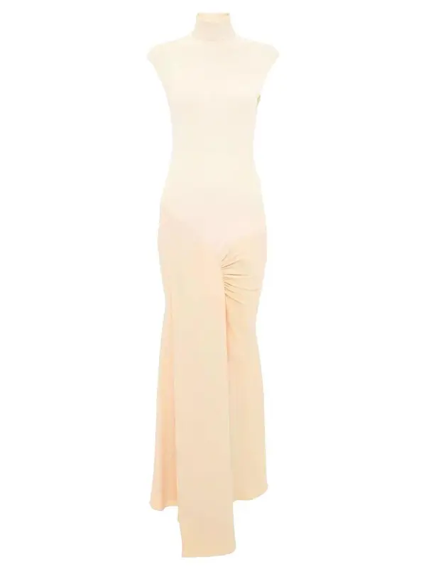 Victoria Beckham Knitted-panel Cap-sleeve Maxi Dress - Neutrals