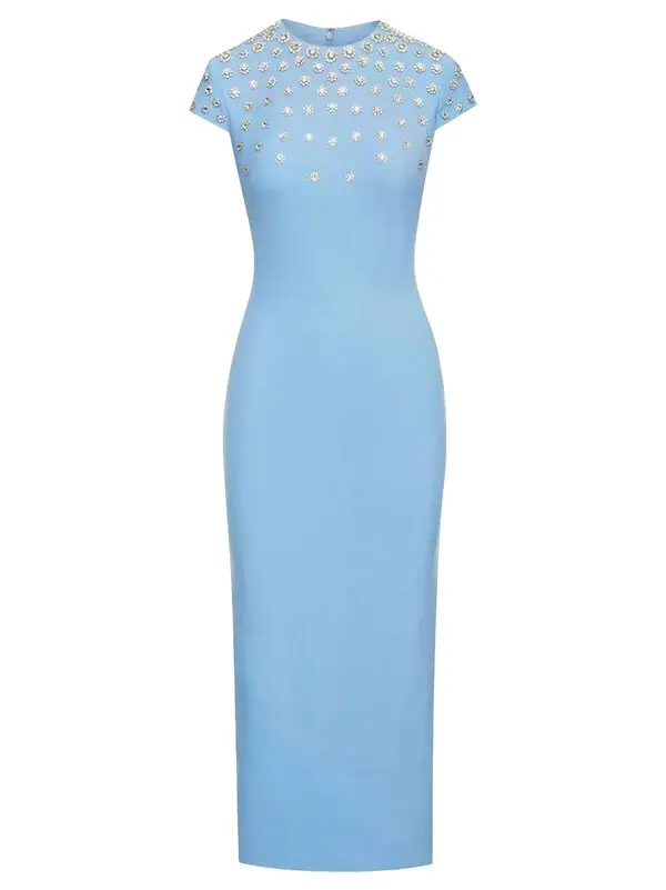 Oscar De La Renta Crystal-embellished Midi Dress - Blue