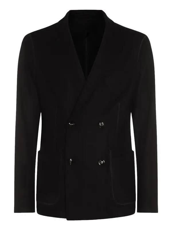Giorgio Armani Cashmere Double Breasted Blazer - Black