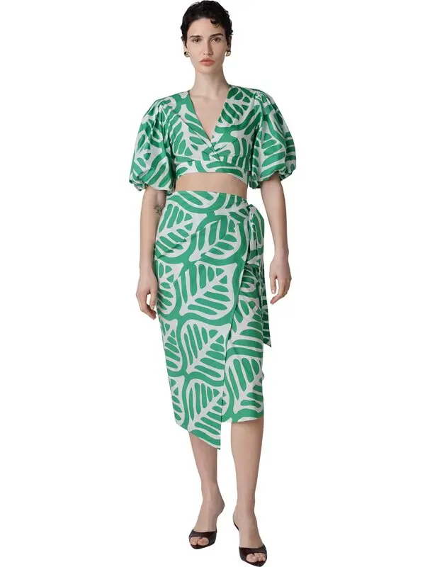 Diane Von Furstenberg Alessia Wrap Skirt - Desert Palm Indian Green