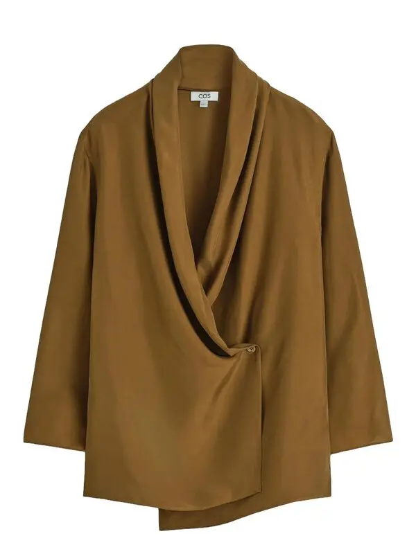 Cos Shawl-lapel Mulberry Silk Blazer - Beige