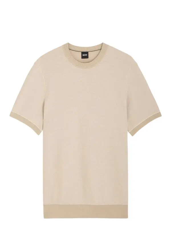 BOSS H-jianfranco Cotton-knit T-shirt - Beige