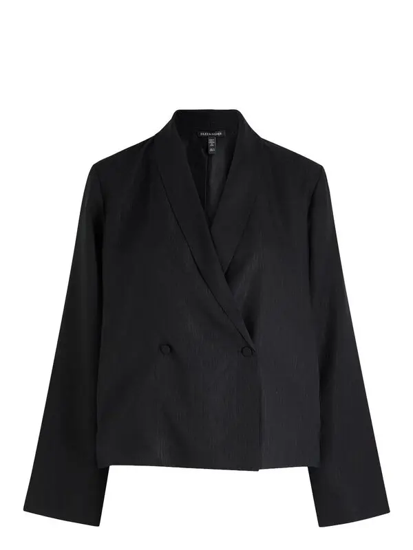 Eileen Fisher Textured Silk-weave Jacket - Black