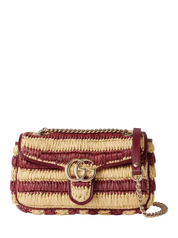 Gucci Gg Marmont 2.0 Raffia Shoulder Bag - Burgundy