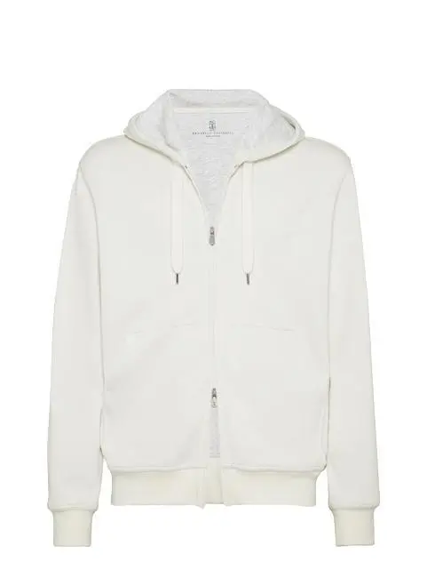 Brunello Cucinelli Double Cloth Zip Up Sweatshirt - Off-white