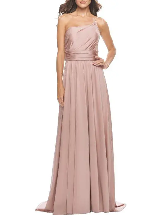 LABOMME One-shoulder Jersey Gown - Mauve