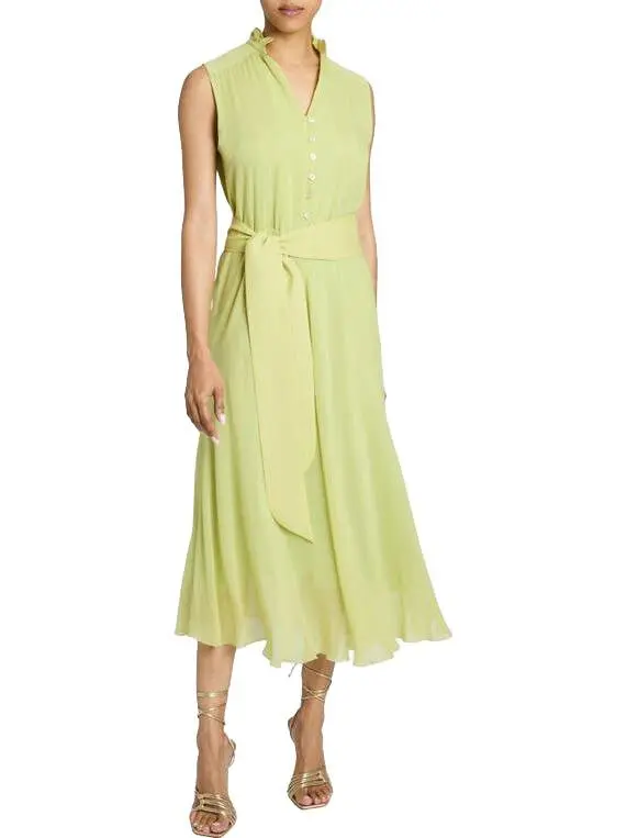 Santorelli Nirva Sleeveless Ruffle-neck Midi Dress - Pistachio