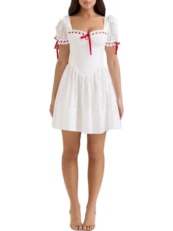 House Of Cb Jana Broderie Anglaise Minidress - White
