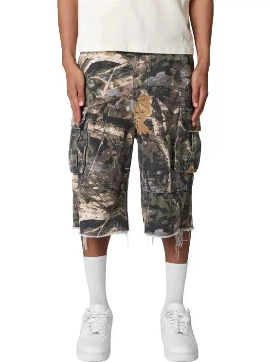 Mnml Camo Print Ultra Baggy Cargo Shorts - Forest Camo