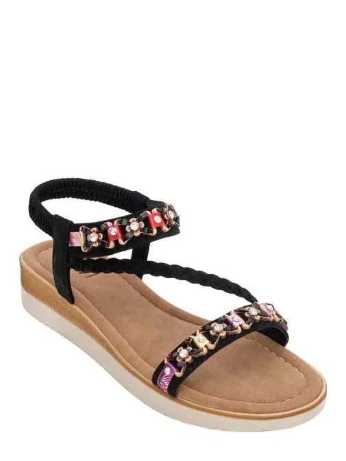 PROLOGUE SHOES Yuan Braided Strap Sandals - Black Faux Leather