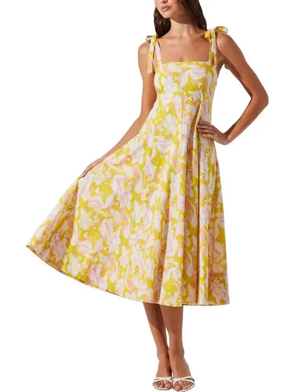Astr The Label Shiann Floral Cotton Sundress - Yellow Multi Floral