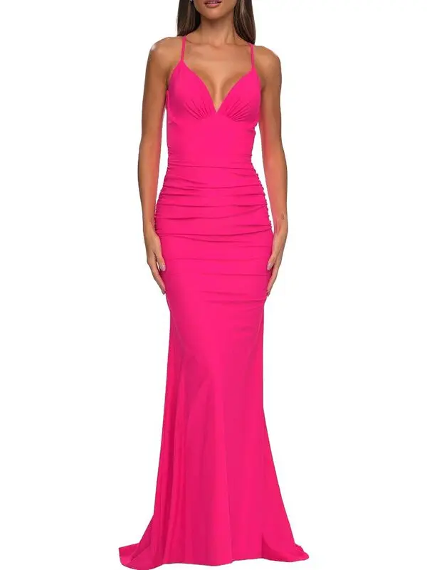 LABOMME Jersey Dress With Open Back - Neon Pink