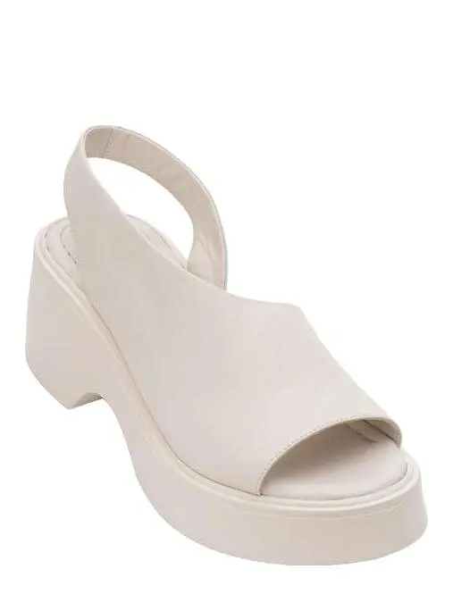 FOREVER & ALWAYS SHOES Roy Leather Wedge Sandal - Light Beige Leather