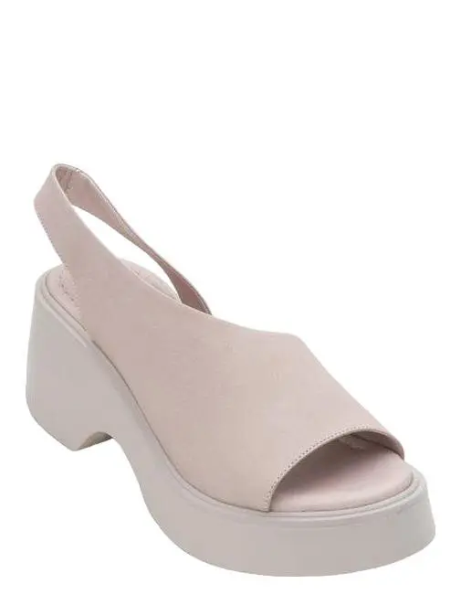 FOREVER & ALWAYS SHOES Roy Leather Wedge Sandal - Light Pink Leather