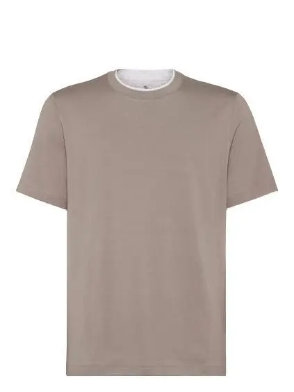 Brunello Cucinelli T-shirt With Faux-layering - Bark