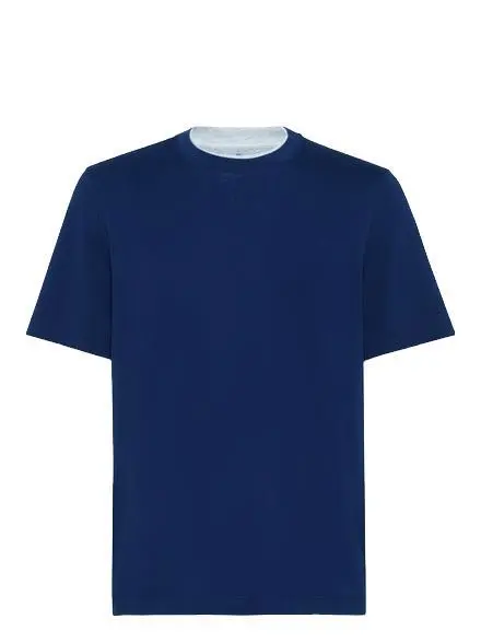 Brunello Cucinelli T-shirt With Faux-layering - Blue