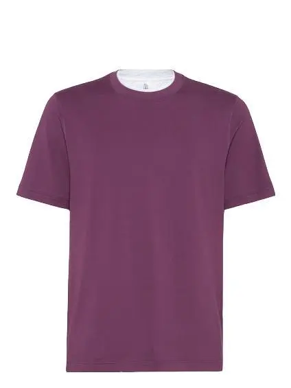 Brunello Cucinelli T-shirt With Faux-layering - Burgundy