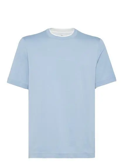 Brunello Cucinelli T-shirt With Faux-layering - Denim