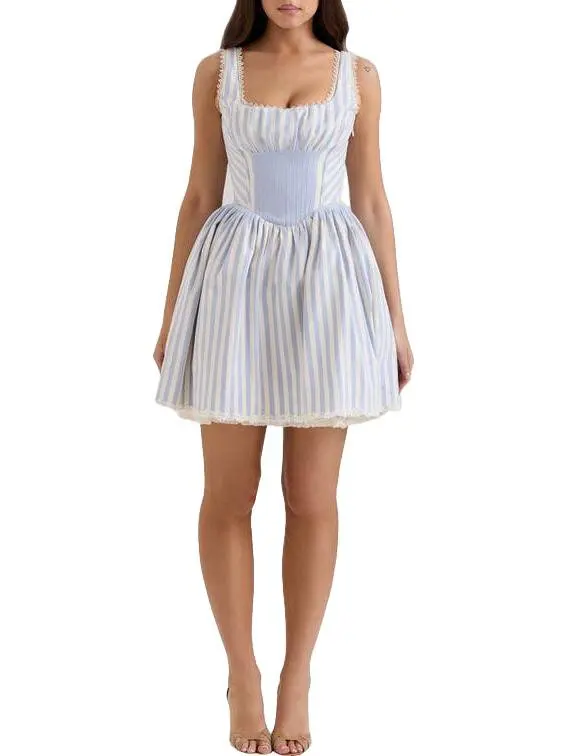 House Of Cb Liesl Stripe Corset Mini Dress - Stripe Blue