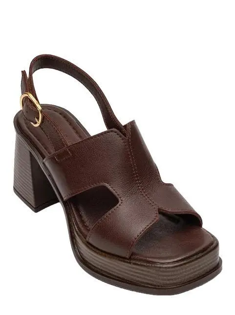 FOREVER & ALWAYS SHOES Zennia Leather Platform Sandal - Brown