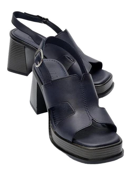 FOREVER & ALWAYS SHOES Zennia Leather Platform Sandal - Navy
