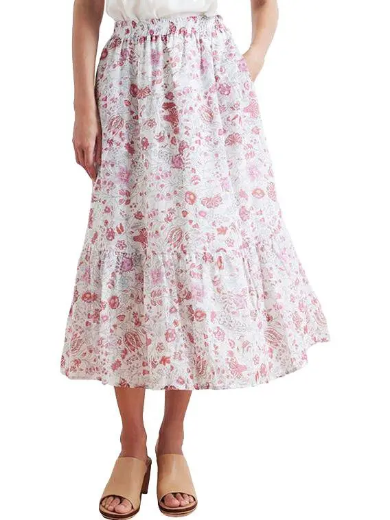 PANEROS CLOTHING Wren Tiered Midi Skirt - Sundrenched Garden