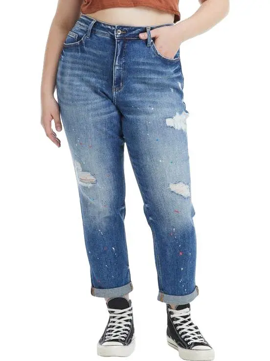 BAYEAS High-waist Cuffed Mom Jeans - Mascara