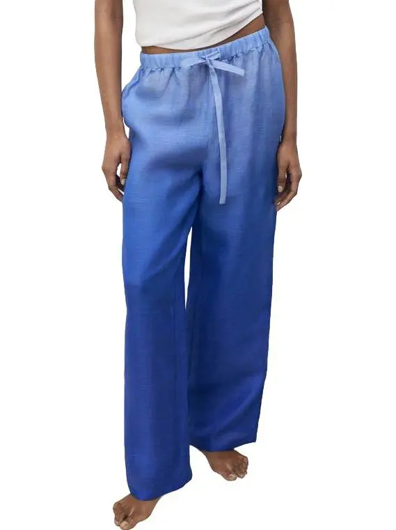 Mango Gradient Wide-leg Ramie Pants - Blue