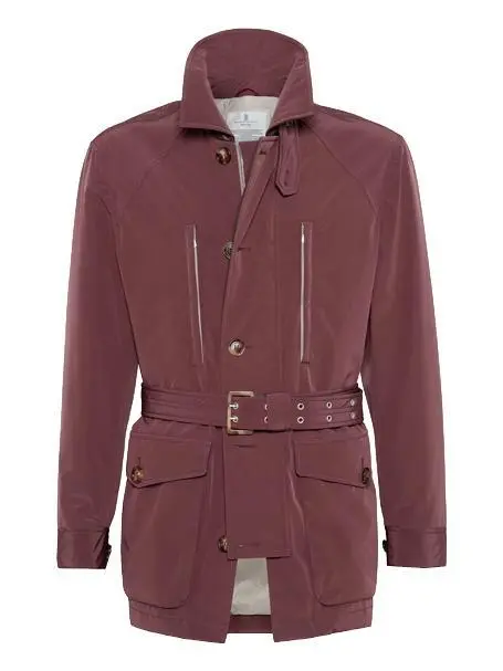 Brunello Cucinelli Belted Safari Jacket - Burgundy