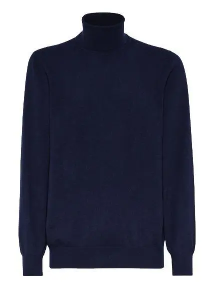 Brunello Cucinelli Turtleneck Cashmere Sweater - Navy Blue