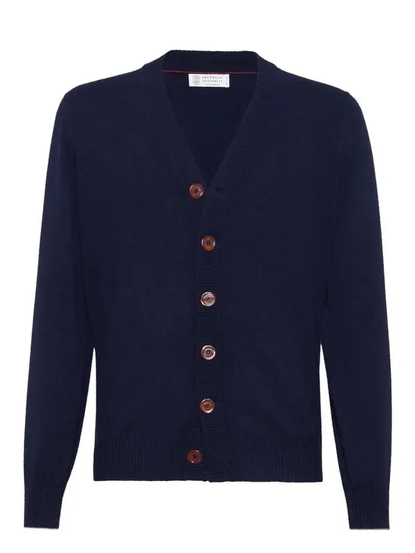 Brunello Cucinelli Cashmere Cardigan - Navy Blue