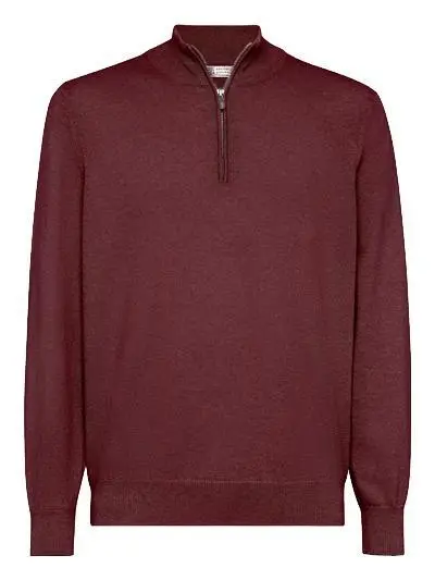 Brunello Cucinelli Cashmere Zip-up Sweater - Amaranth