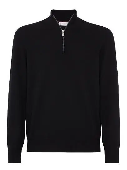 Brunello Cucinelli Cashmere Zip-up Sweater - Black