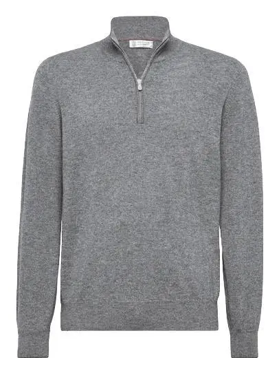 Brunello Cucinelli Cashmere Zip-up Sweater - Dark Grey