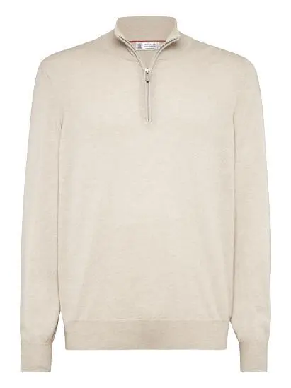 Brunello Cucinelli Cashmere Zip-up Sweater - Sand