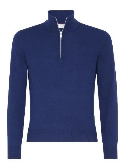 Brunello Cucinelli Cashmere Zip-up Sweater - Sapphire